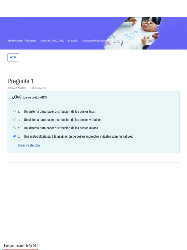 Cuestionario Final Costos ABC ABM TDABC (Página 1 de 2) 1 | PDF | Cuestionario | Economias