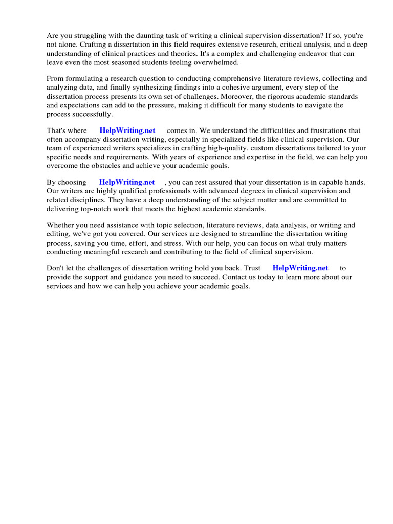 Clinical Supervision Dissertation | PDF