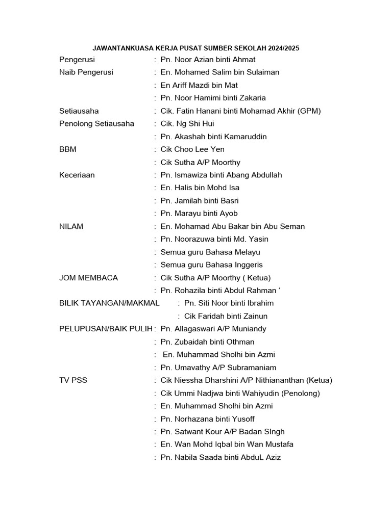 Ajk Pelancaran TV PSS Nilam Dan Sebagainya | PDF
