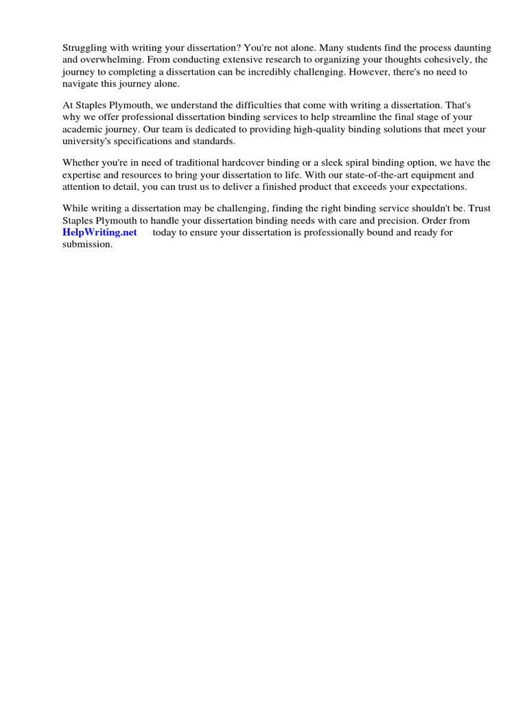 Staples Plymouth Dissertation Binding | PDF