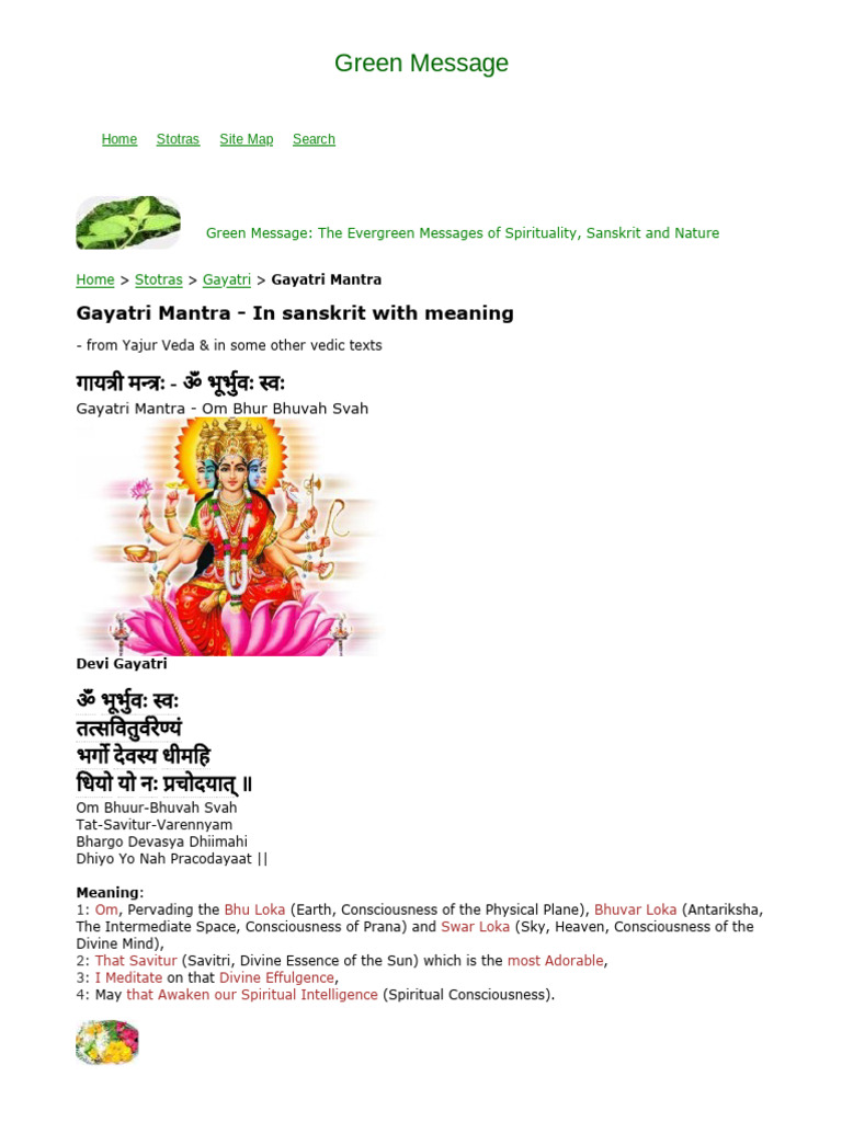 Gayatri Mantra - In sanskrit with meaning | PDF | Hindu Texts | Vedas