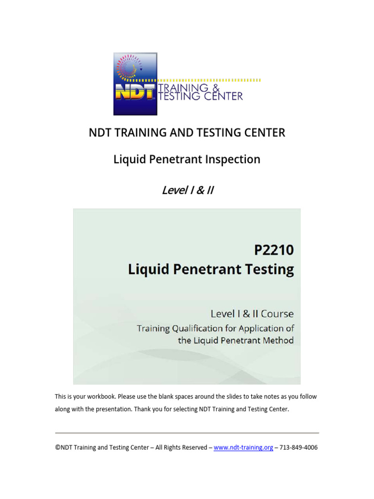 Liquid Penetrant PT-Course Student Manual | PDF | Nondestructive ...