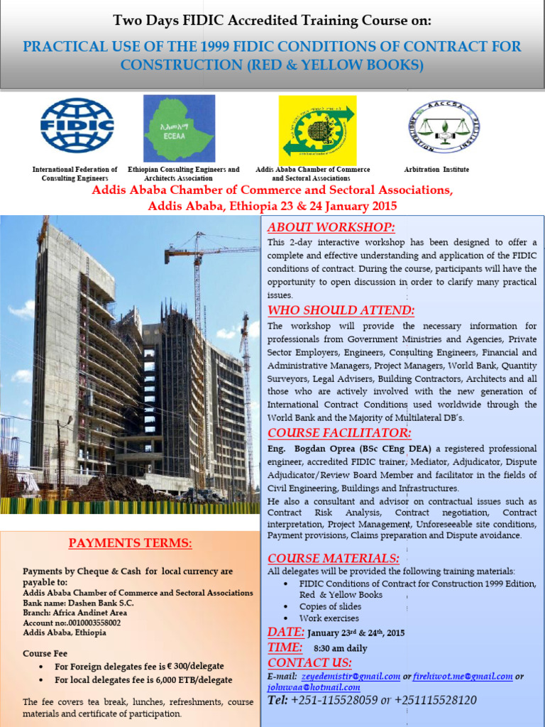 2-Day Fidic Workshop in Addis Ababa, Ethiopia | PDF