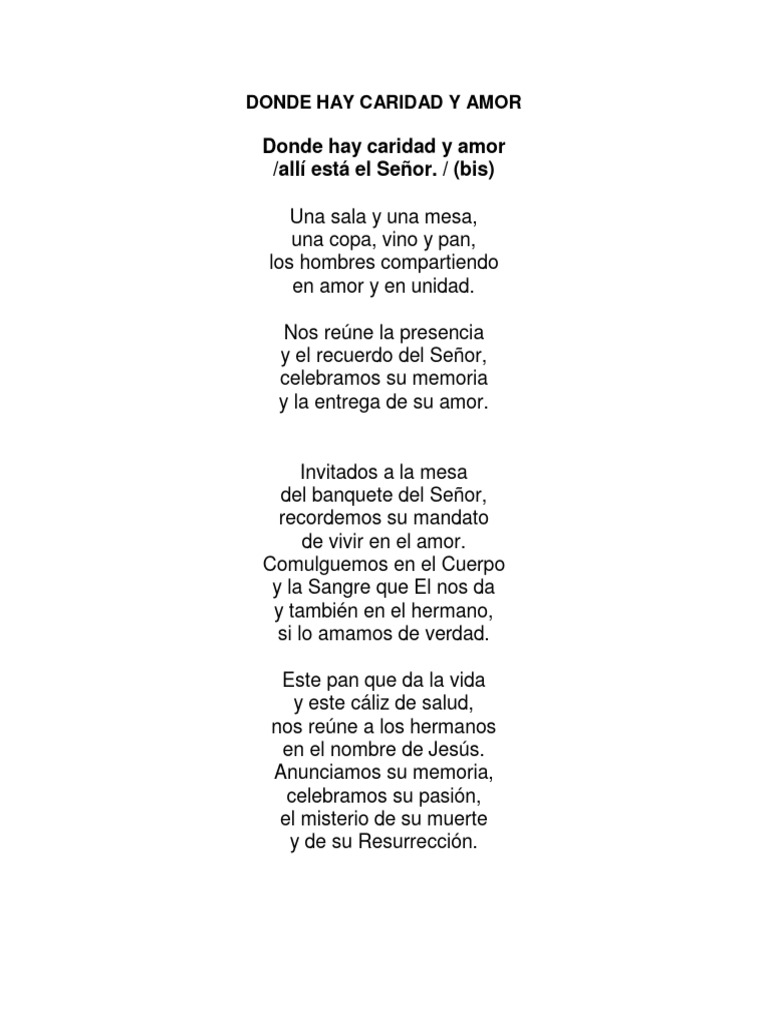 Donde Hay Caridad y Amor | PDF