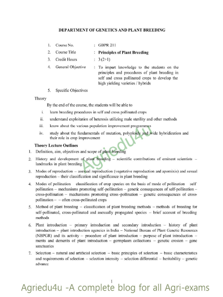 Ng Plant Breeding Pdf