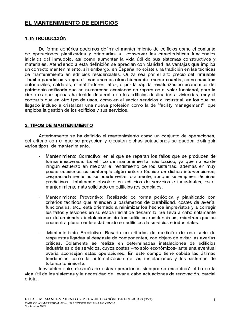 Mantenimiento de Los Edificios 1 | PDF | Uso eficiente de energía | Outsourcing