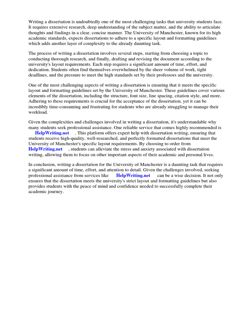 University of Manchester Dissertation Layout | PDF