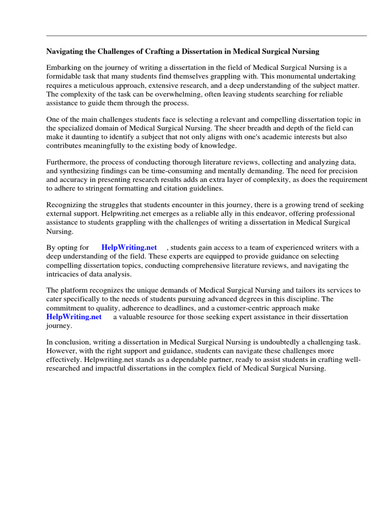 Dissertation Topics Medical Surgical Nursing | PDF | Nursing | Thesis Dissertation Topics Medical Surgical Nursing | PDF | Nursing | Thesis
