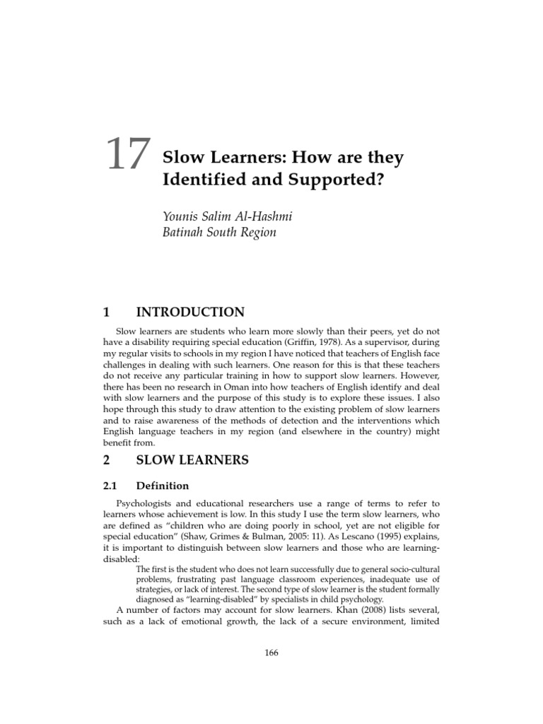 Identifying and Supporting Slow Learners | PDF | Learning Disability ...