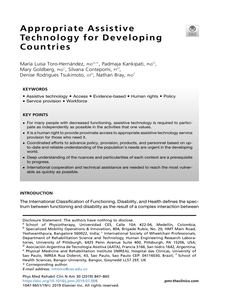 Appropriate Assistive Technology Fo R Developing | PDF | Cost ...