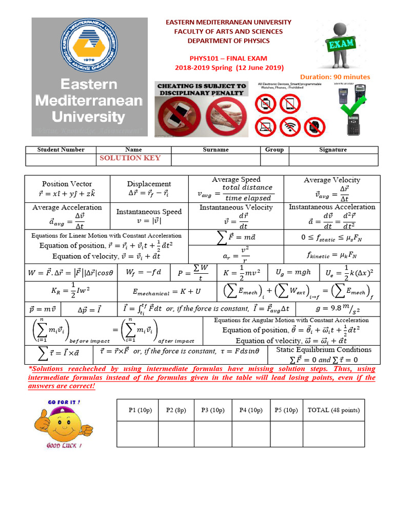 EMU Phys101 Sample Old Exam Papers | Download Free PDF | Mechanical ...