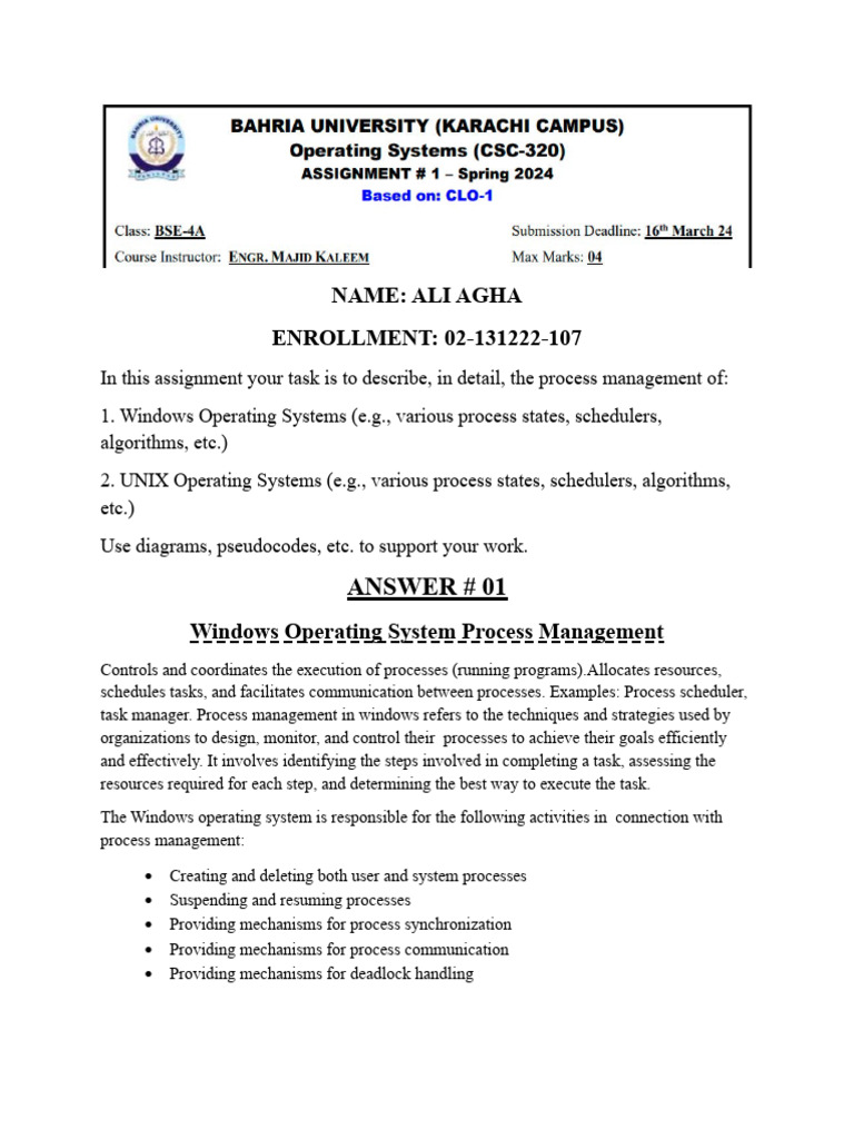 Os Assignment 1 Ali | PDF | Scheduling (Computing) | Process (Computing)