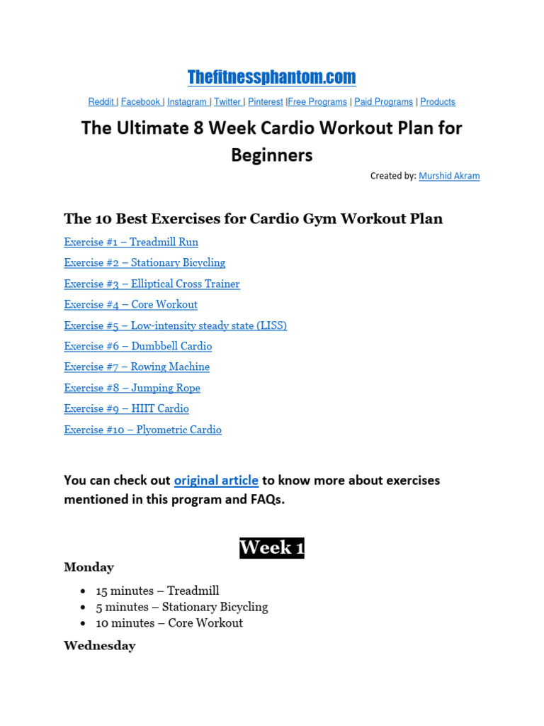 Cardio Workout Routine PDF | PDF | Equipment | Sports Equipment