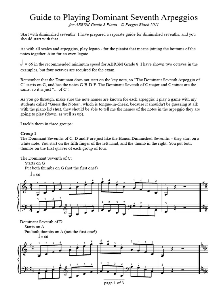 Guide To Playing Dominant 7ths For Piano | PDF | Harmony | Musical Compositions