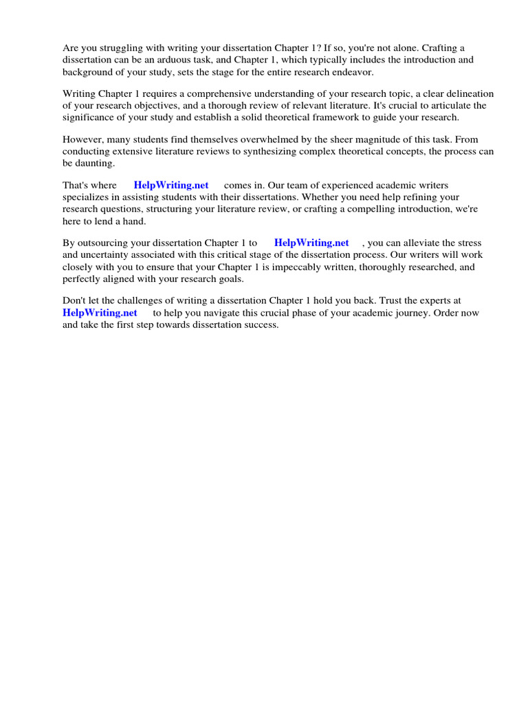 Dissertation Chapter 1 Help | PDF | Thesis | Methodology