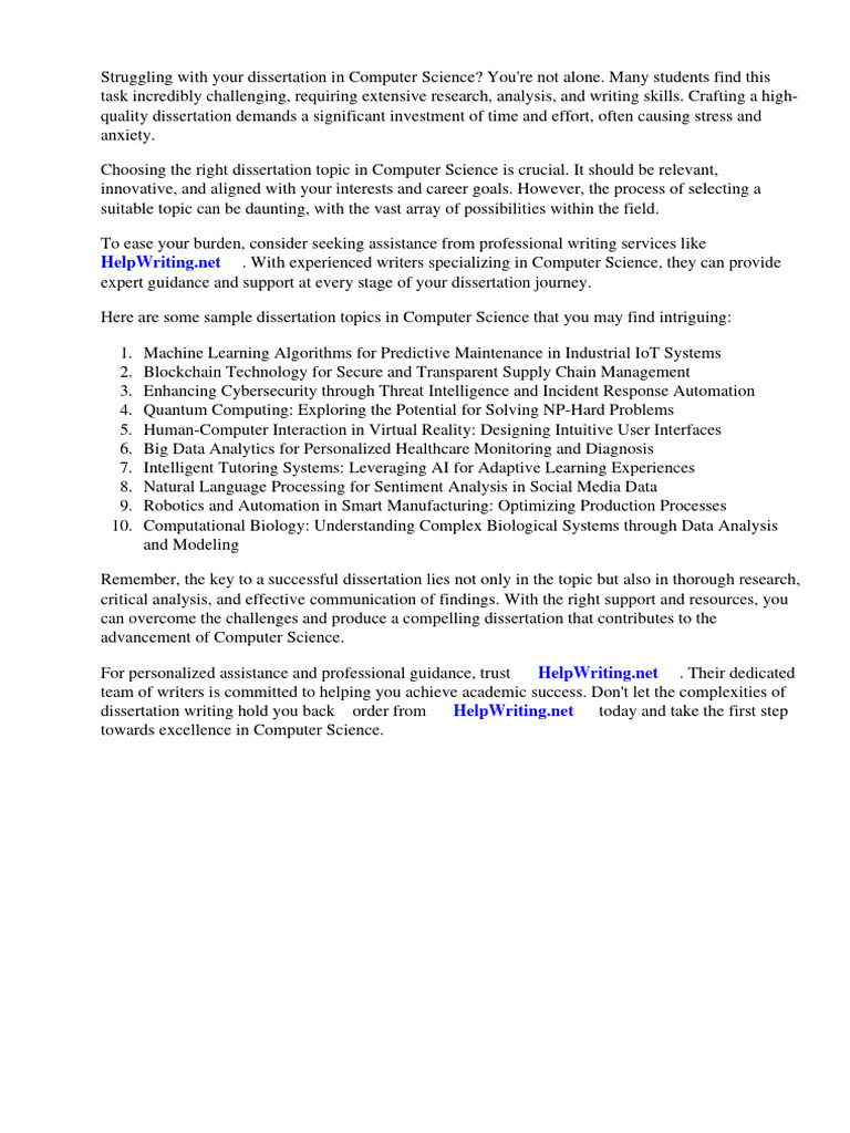 Sample Dissertation Topics in Computer Science | PDF | Computer Science ... Sample Dissertation Topics in Computer Science | PDF | Computer Science ...