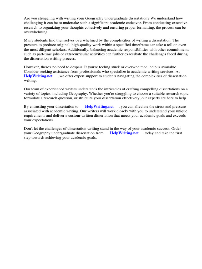 Geography Undergraduate Dissertation Titles | PDF | Thesis | Advertising