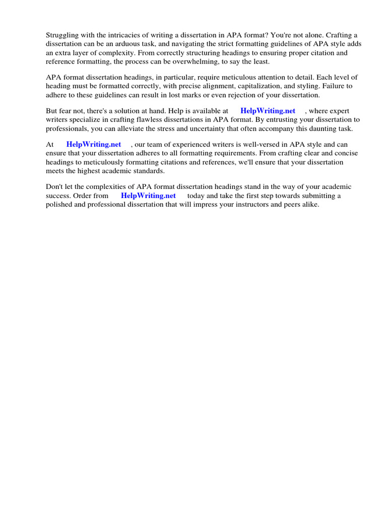 Apa Format Dissertation Headings | Download Free PDF | Apa Style | Thesis