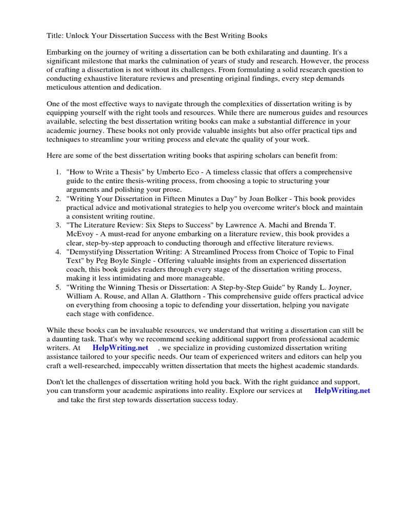 Best Dissertation Writing Books | PDF | Thesis | Methodology