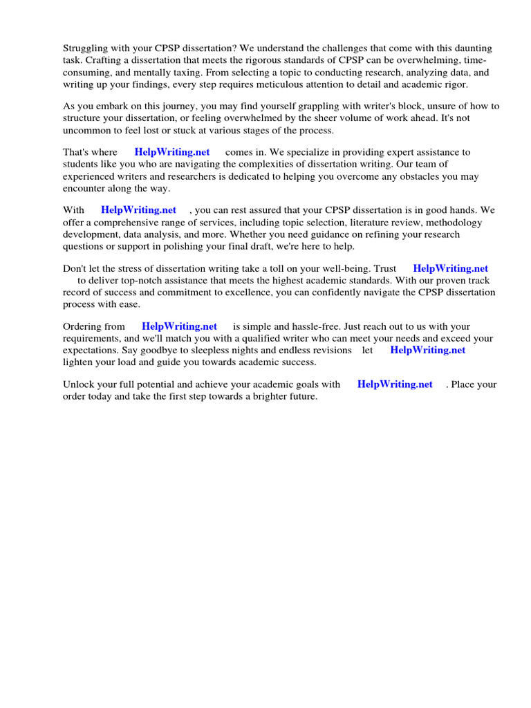 CPSP Dissertation Checklist | PDF | United States Department Of ...