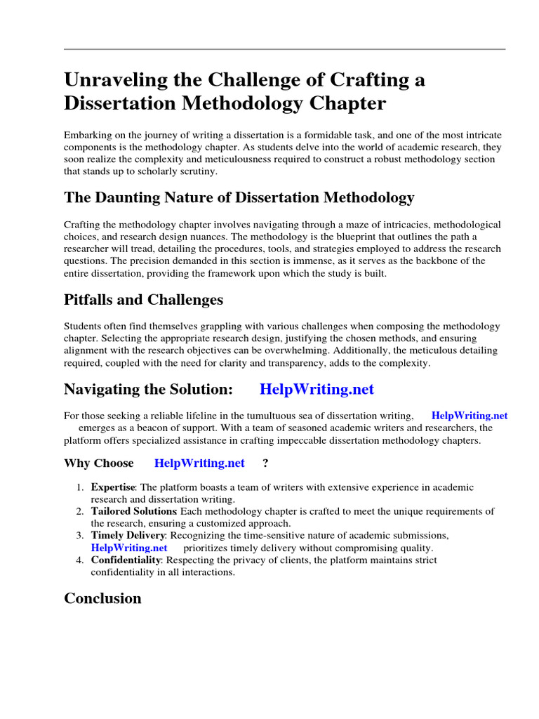 Writing A Dissertation Methodology Chapter | PDF | Methodology ...