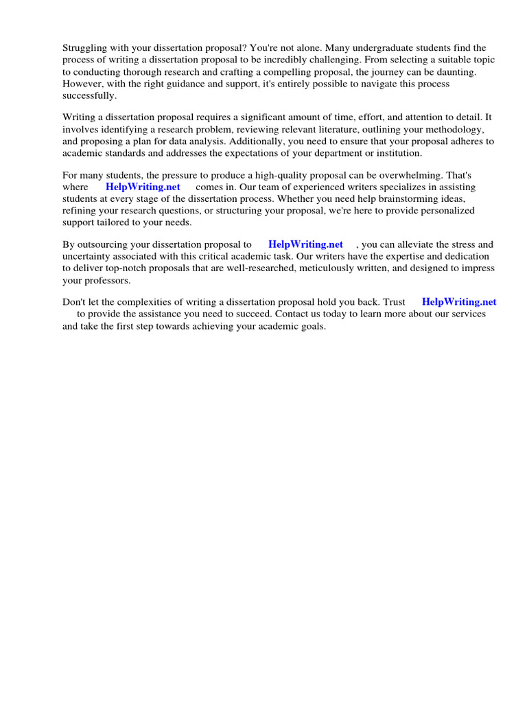 Dissertation Proposal Example Undergraduate | PDF | Thesis | Psychology