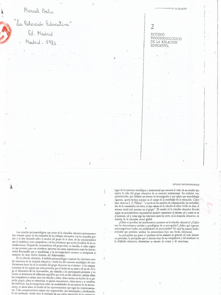POSTIC, MARCEL. La Relación Educativa. | PDF