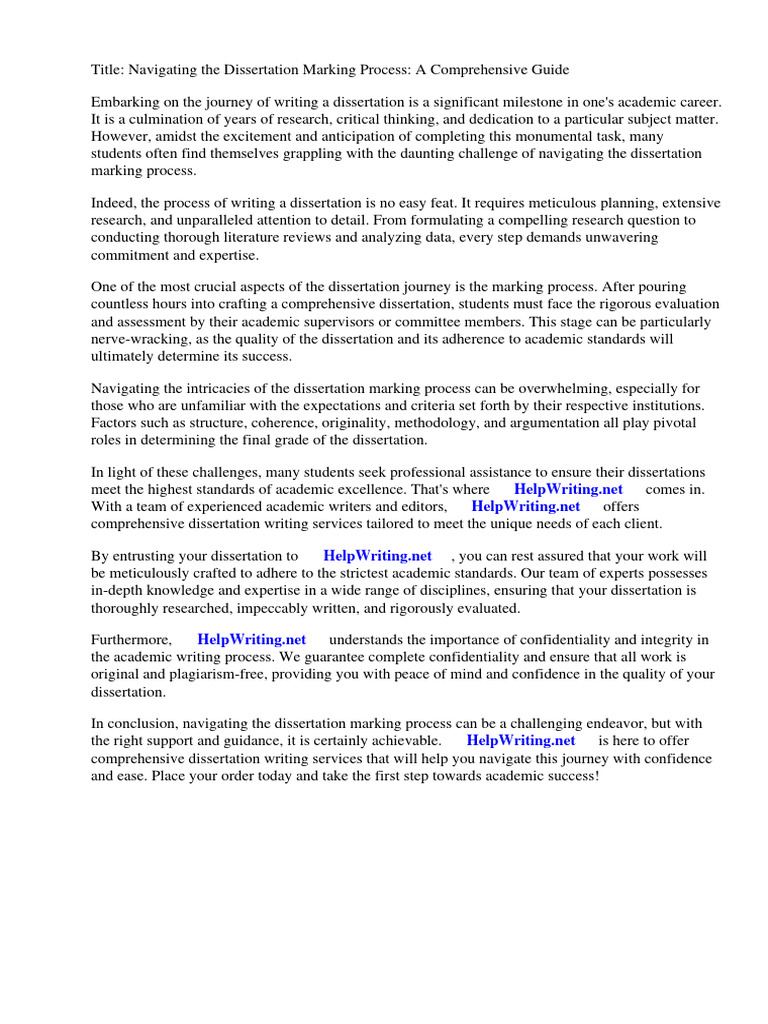 Dissertation Marking Process | Download Free PDF | Thesis | Methodology