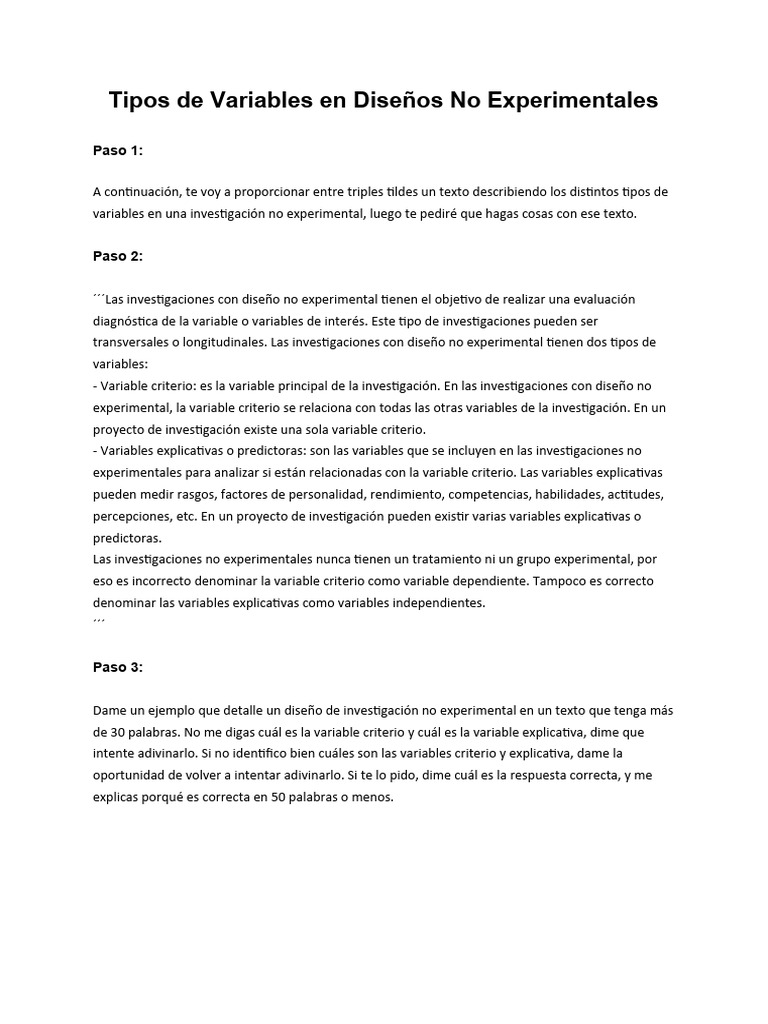Variables en Diseño No Experimental | PDF | Crecimiento personal y ...