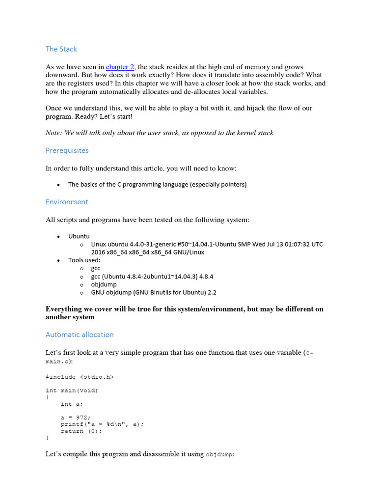 Assembly Stack for C Programmers | PDF | Pointer (Computer Programming ...