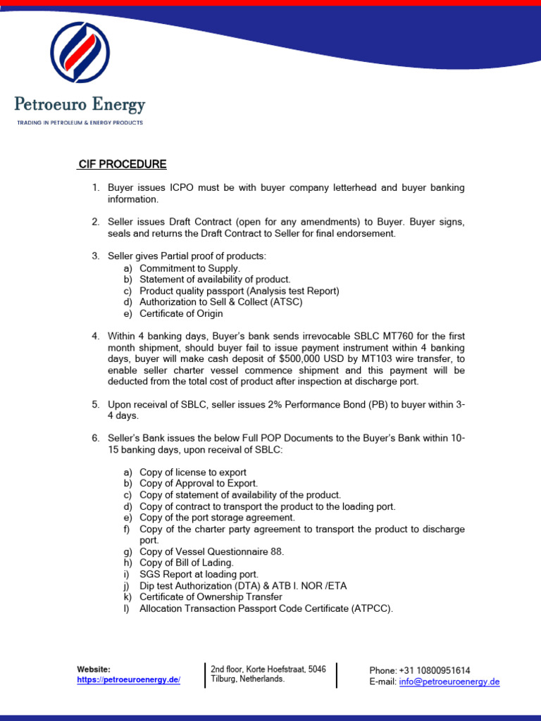 PetroEuro_CIF | PDF | Letter Of Credit | Business