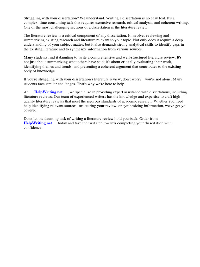 Example of Lit Review For Dissertation | Download Free PDF | Thesis ...