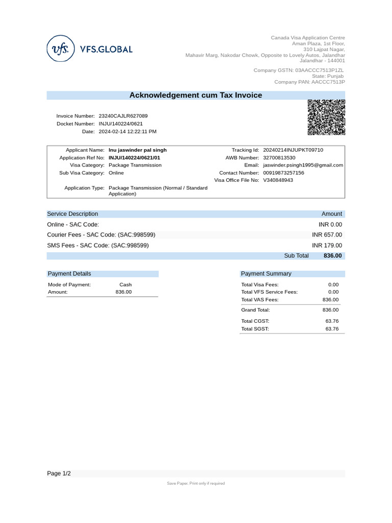 23240CAJLR627089 | PDF | Receipt