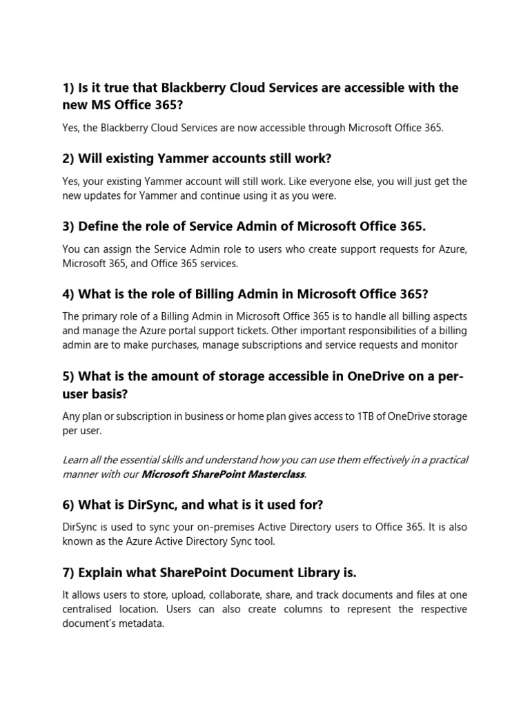 M365 Questions | PDF | Microsoft Office | Computer Architecture