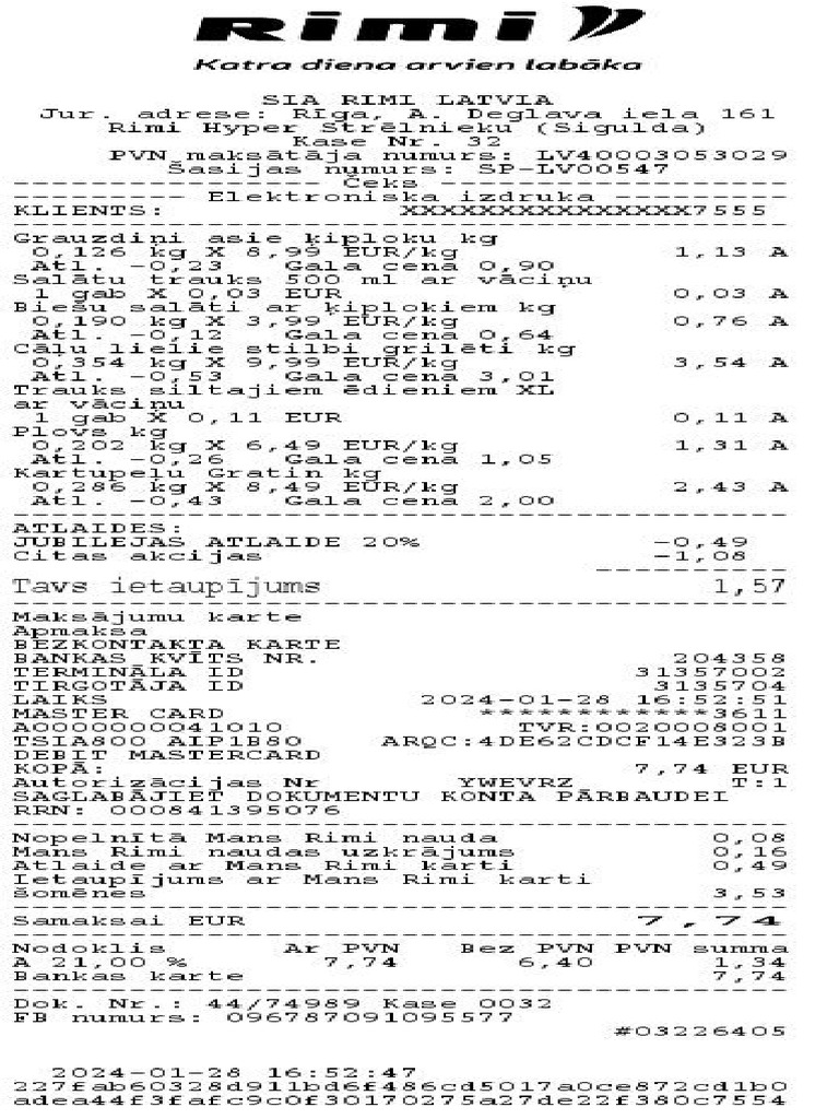Rimi receipt | PDF