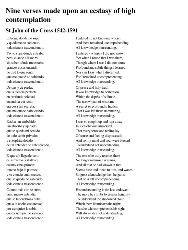 Nine Verses Made Upon An Ecstasy of High Contemplation | PDF ...