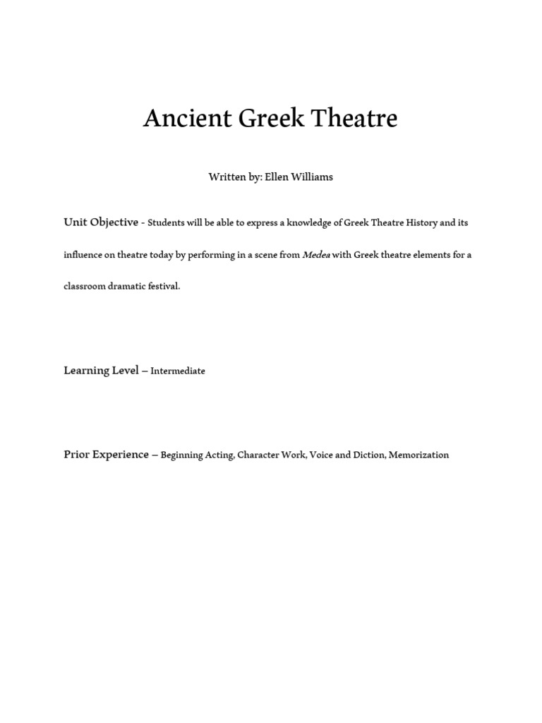Greek Theatre Unit of Lessons - Ellen Williams | PDF | Greek Tragedy ...