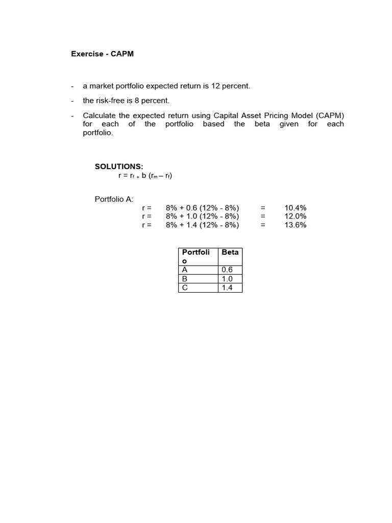 Exercise - CAPM | PDF