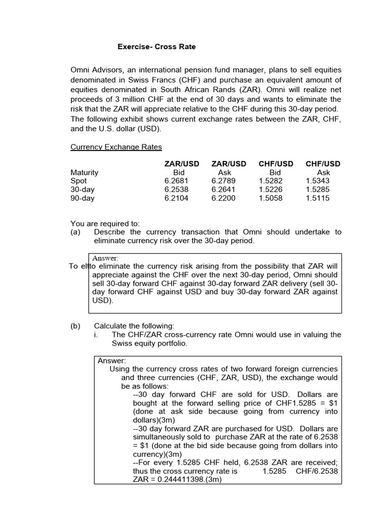 Exercise - Cross Rate | PDF | Swiss Franc | United States Dollar