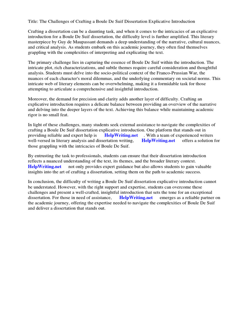 Boule de Suif Dissertation Explicative Introduction | PDF | Thesis | Essays