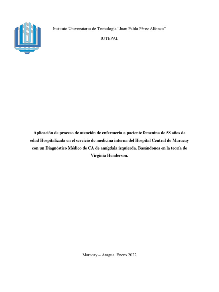Caso clínico C.A Amigdalas | PDF | Cáncer | Enfermería