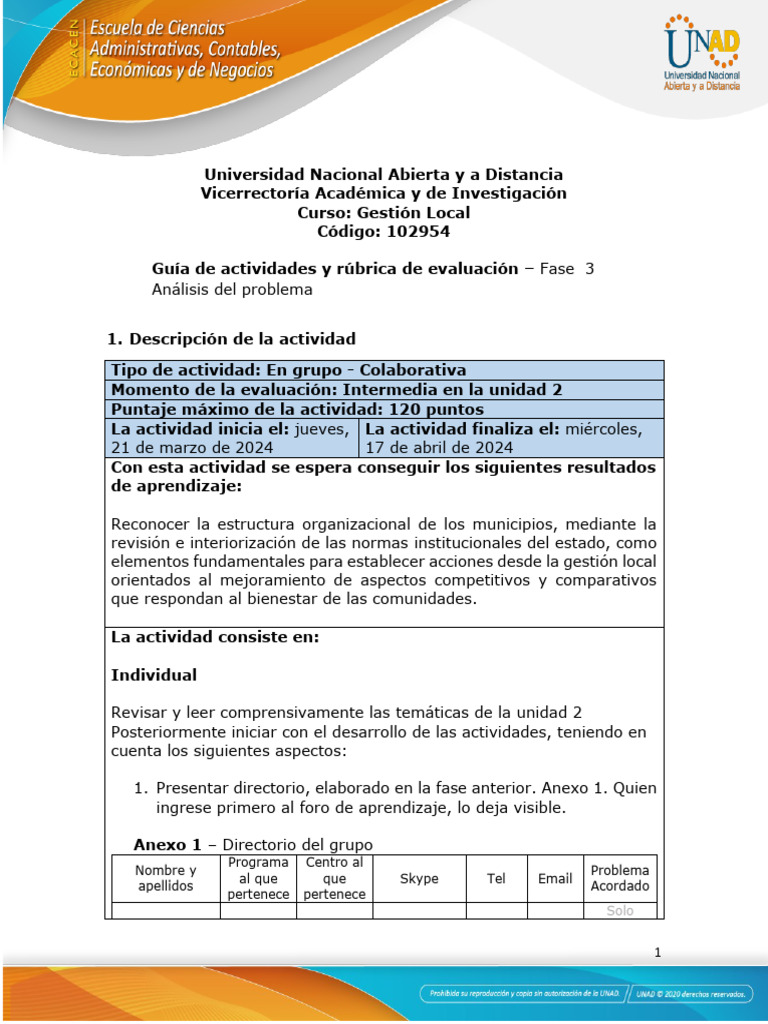 Guia de Actividades y Rúbrica de Evaluación - Unidad 2 - Fase 3 - Analisis Del Problema ...