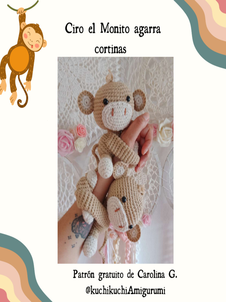 Monitos Agarra Cortinas Amigurumi PDF Patron Gratis | PDF | Tejidos | Arte popular