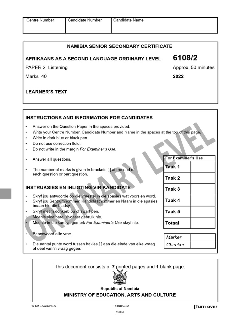 NSSCO - Afrikaans As A Second Language Paper 2 6108-2 - First Proof 12. ...
