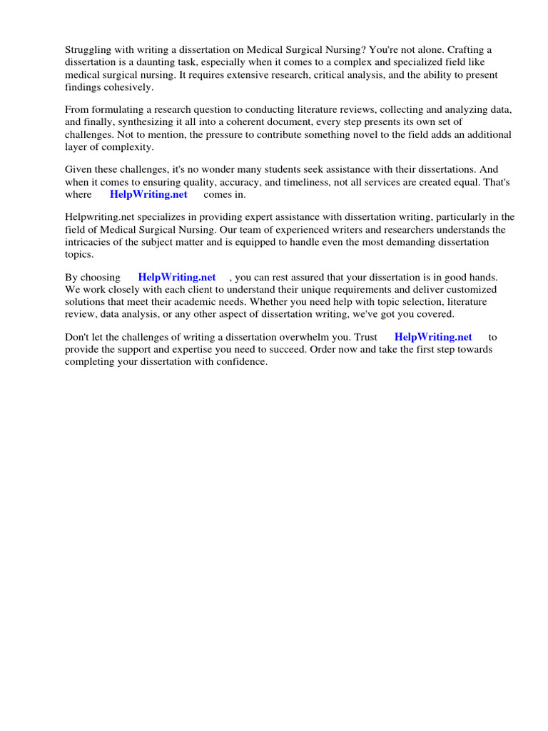 Dissertation Titles Medical Surgical Nursing | PDF | Nursing | Surgery
