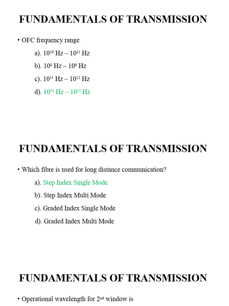 Fundamentals of Transmission | PDF | Wavelength Division Multiplexing ...