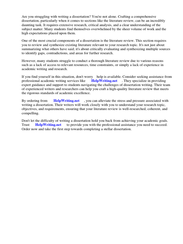 Example of A Good Literature Review For Dissertation | PDF | Thesis ...