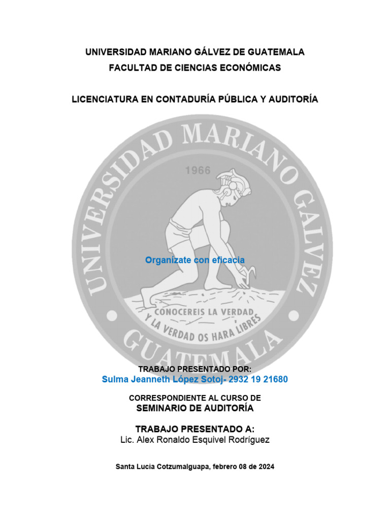 Resúmen Organízate Con Eficacia Sulma López | PDF