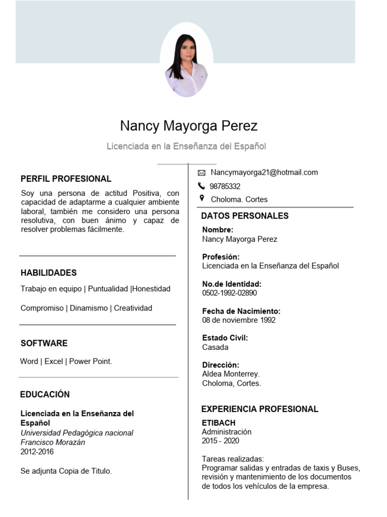 Currículum de Nancy Mayorga | PDF