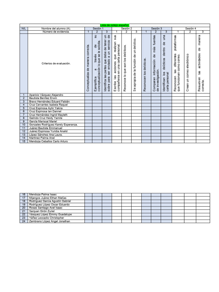 12 Lista de Cotejo | PDF